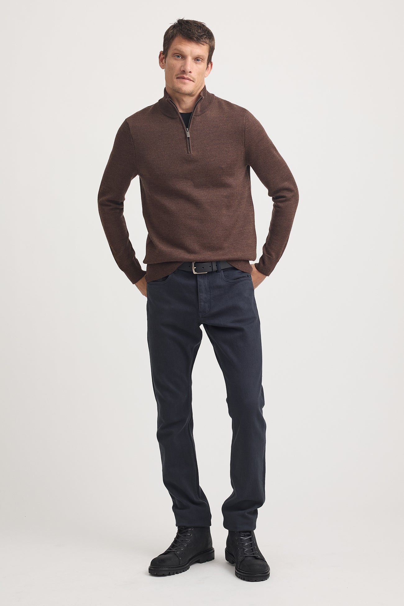 Men's Australian Merino Wool Half Zip Jumper - Trademark Quality ...